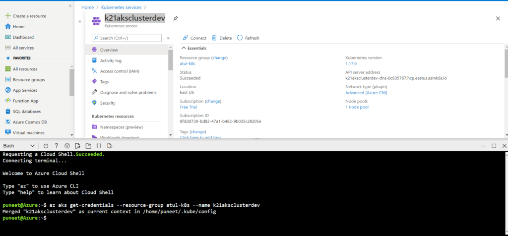 Azure Kubernetes Service (AKS): Creating and Connecting AKS Cluster