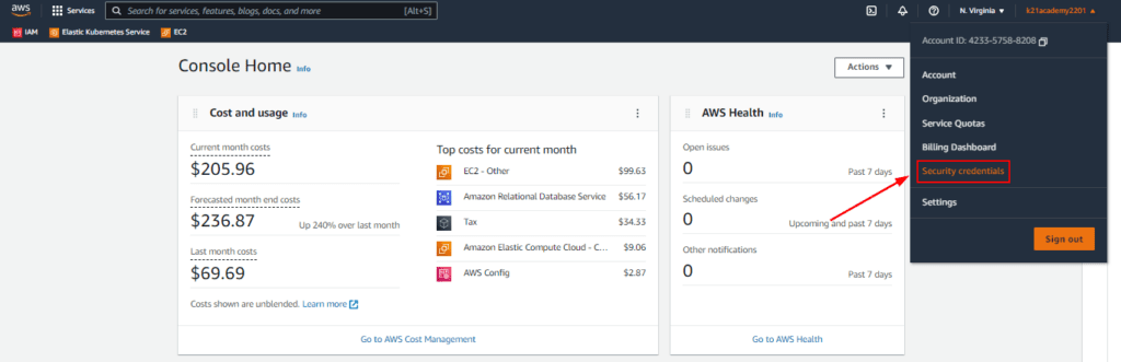 Create Access And Secret Keys In AWS